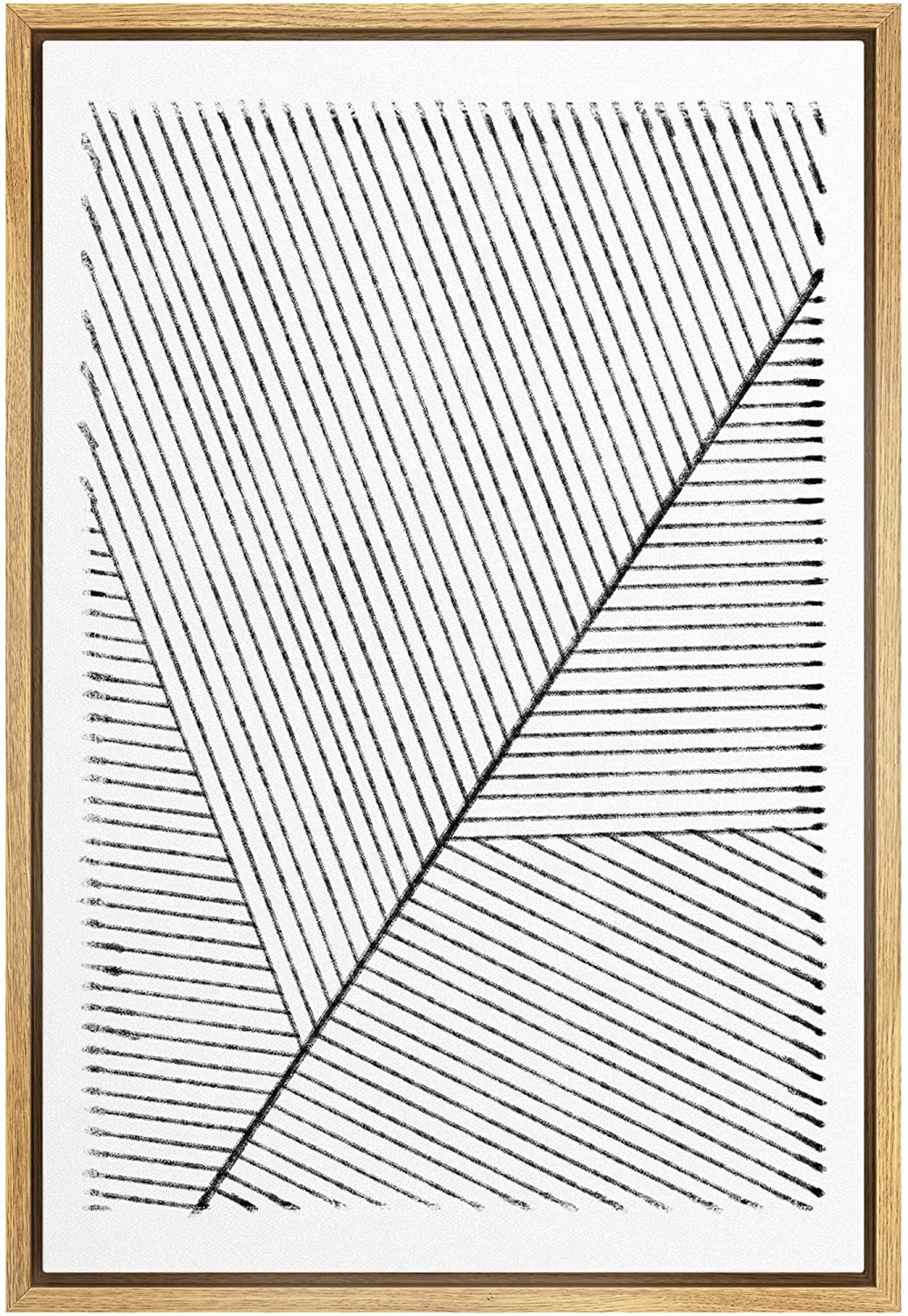 IDEA4WALL Framed Canvas Print Wall Art Black White Geometric Line Art ...