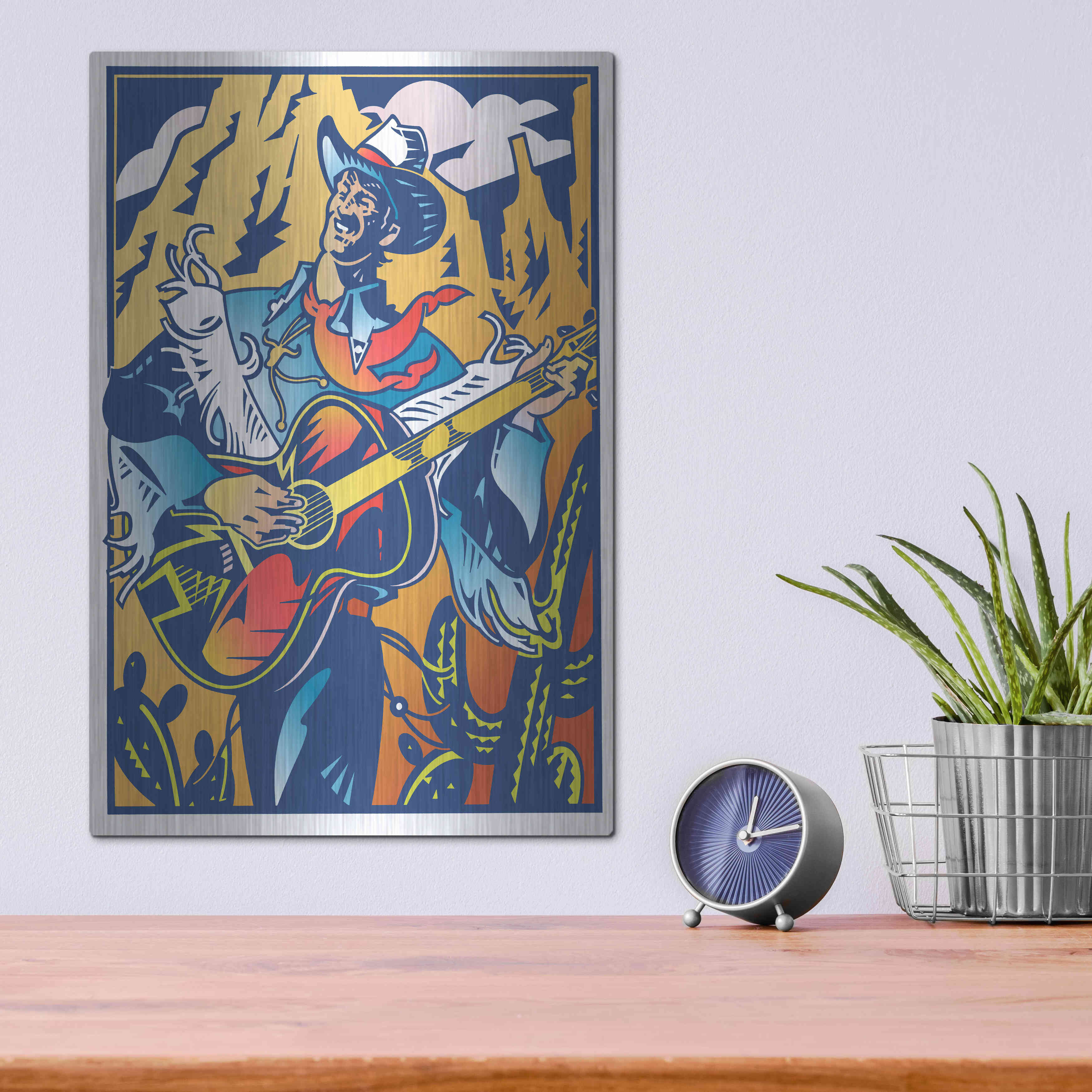 Union Rustic Luxe Metal Art 'Singing Cowboy' By David Chestnutt Singing ...