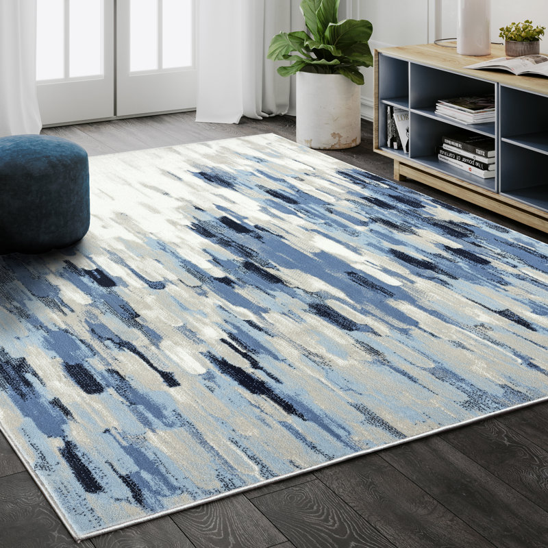 Orren Ellis Aerilyn Abstract Blue/Beige Area Rug & Reviews | Wayfair.ca