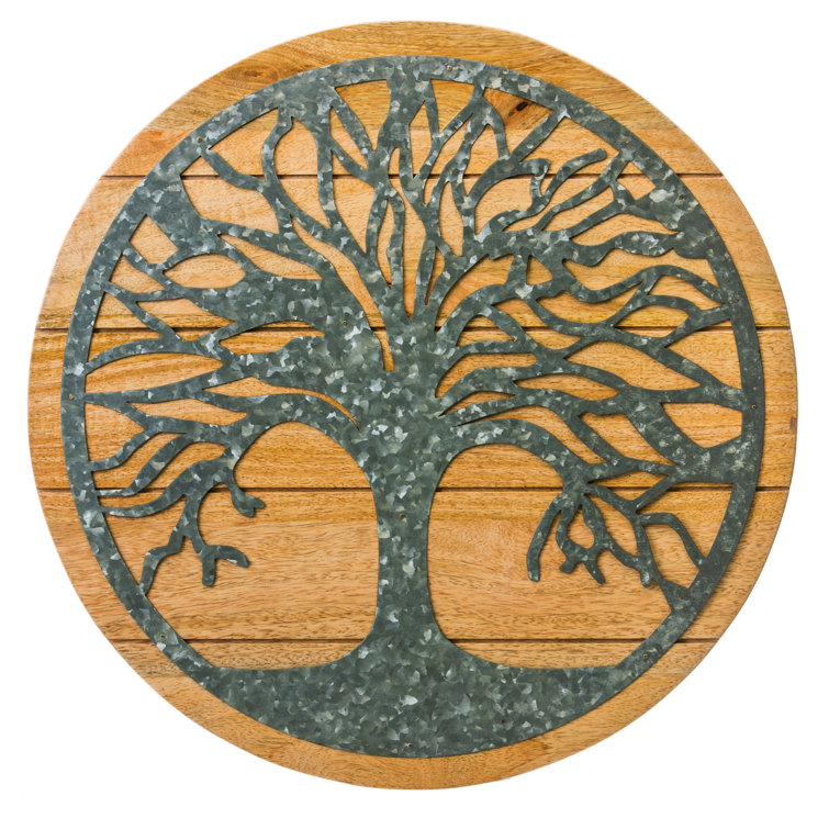 Millwood Pines Round Tree Of Life Wood And Metal Wall Dã©Cor | Wayfair