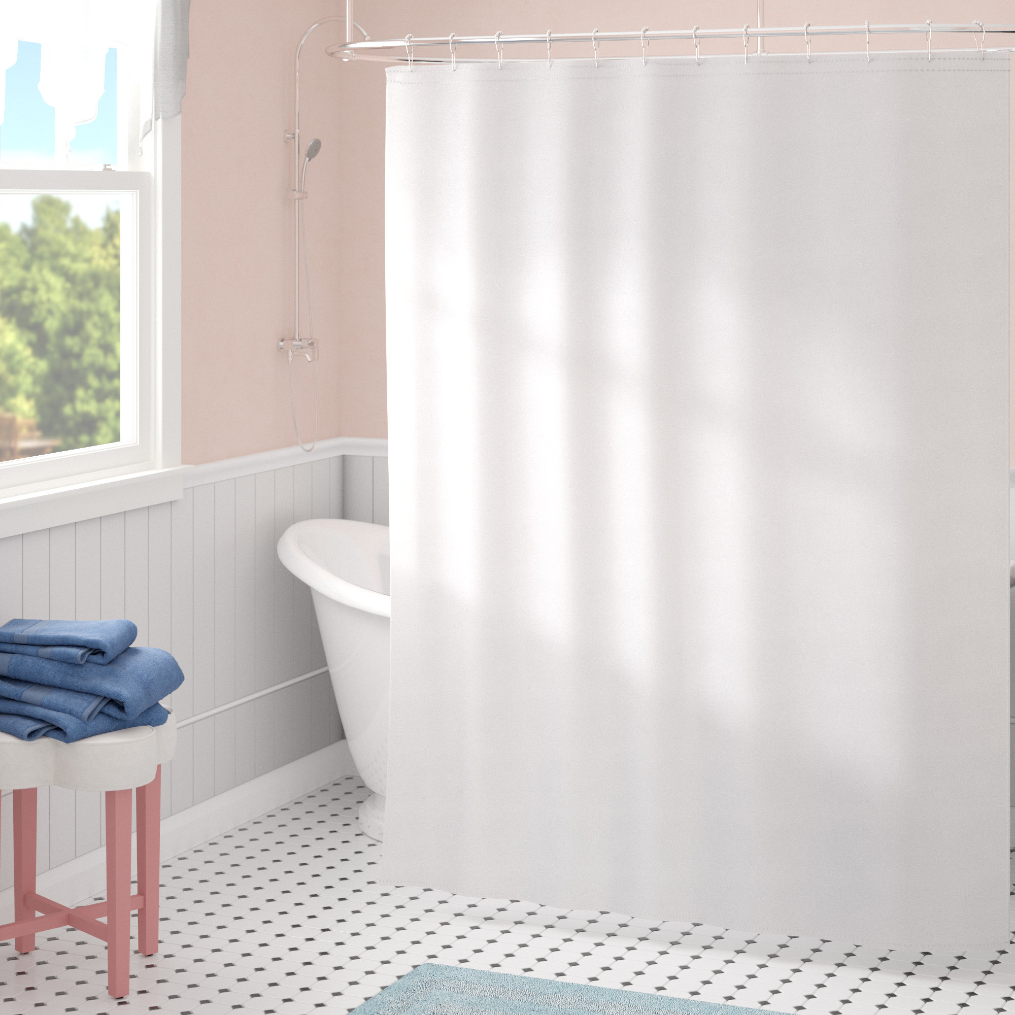 Wayfair Basics® Solid Color Single Fabric Shower Curtain And Reviews