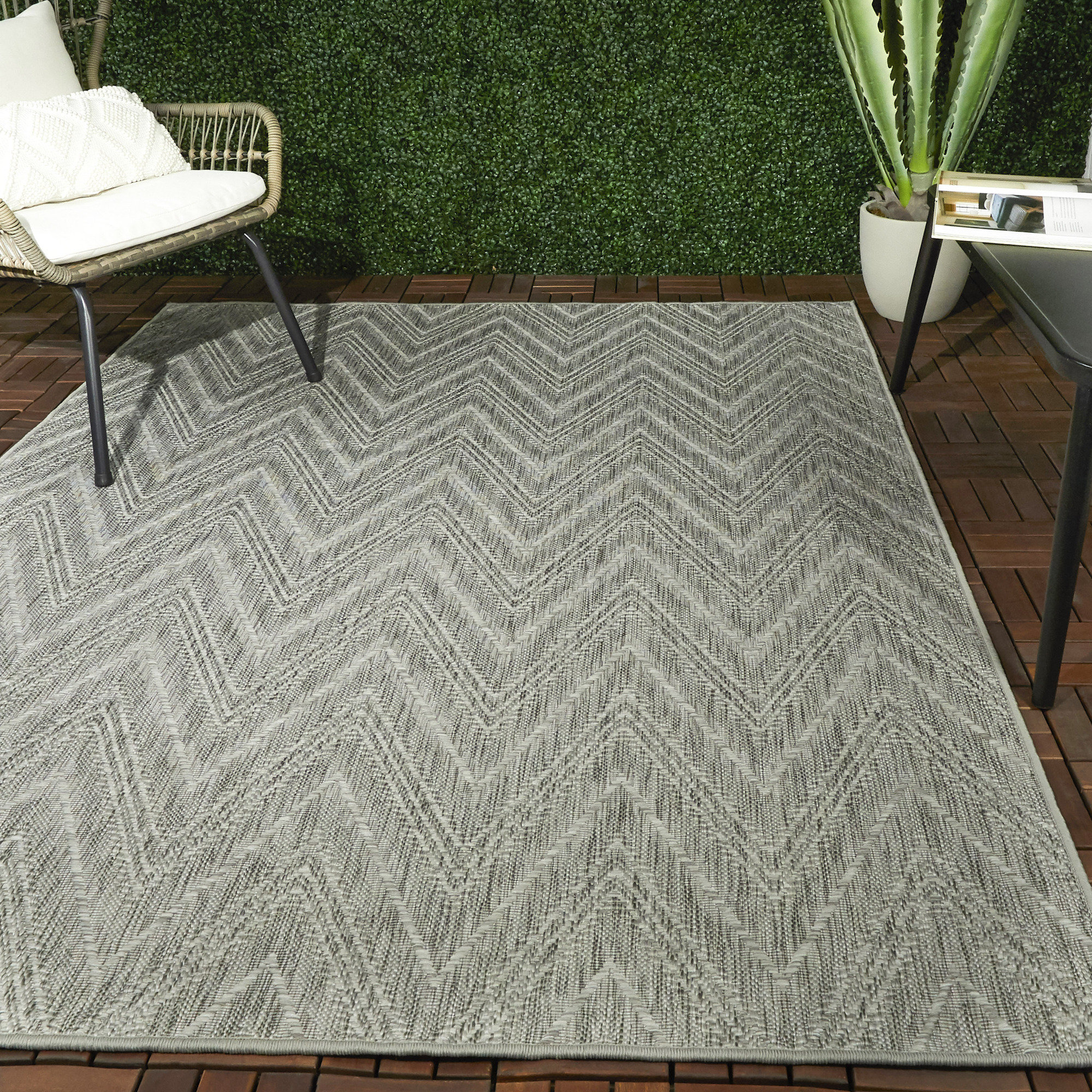 Ebern Designs Areianna Flatweave Gray Indoor/Outdoor Rug | Wayfair