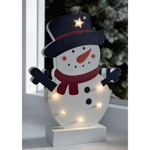 The Seasonal Aisle Pre-Lit Colourful Wood Tabletop Snowman | Wayfair.co.uk
