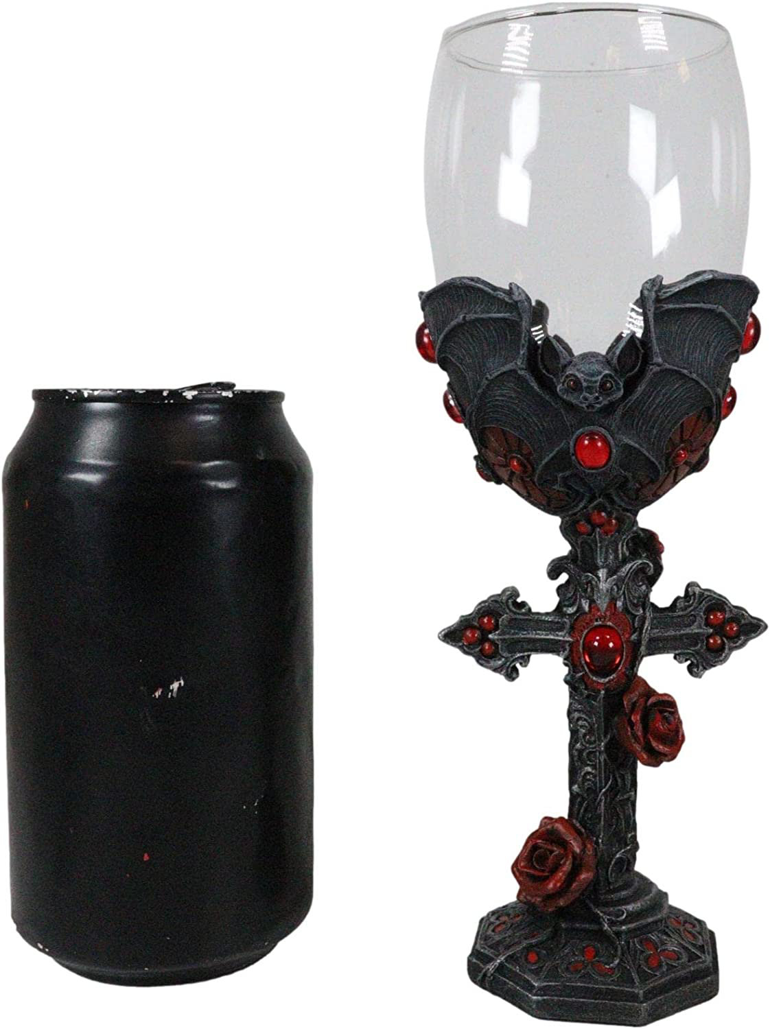 Trinx Ikeshia Macabre Medieval Bat Flying over Cathedric Cross with Red ...