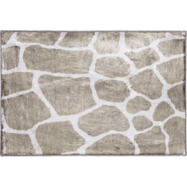 DBK Addison Safari Giraffe Animal Print Taupe Shag Rug | Wayfair