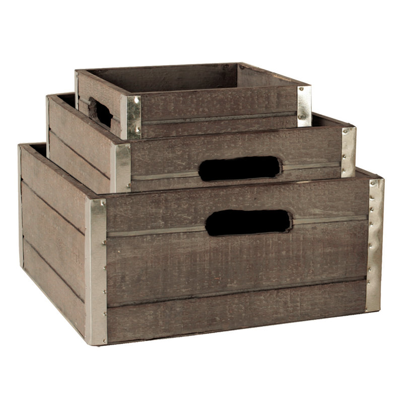 Williston Forge 3 Piece White Wash Crate Set & Reviews | Wayfair