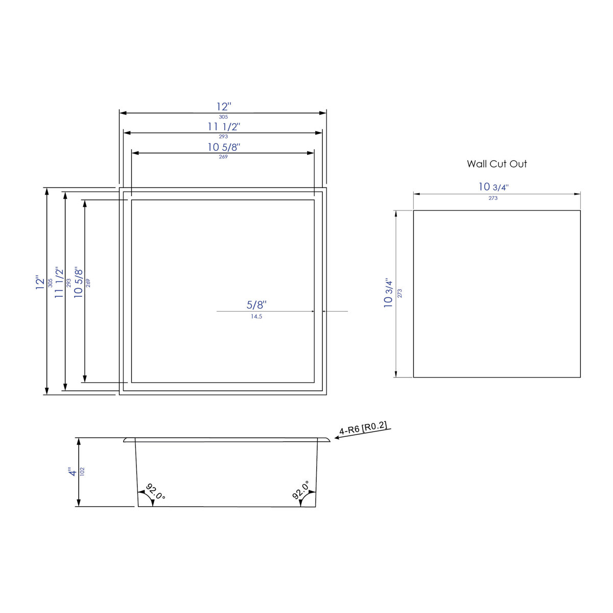 Alfi Brand Square Stainless Steel Single Shower Niche & Reviews | Wayfair
