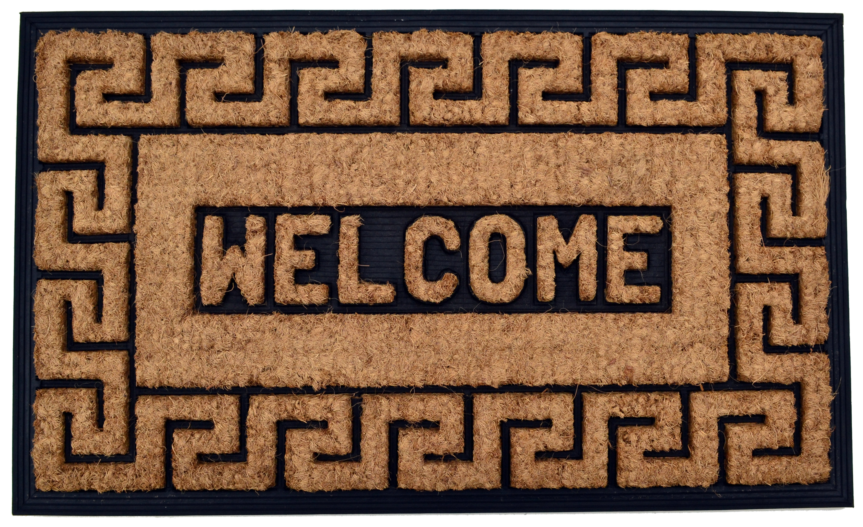 Fleur De Lis Living Needville Welcome Greek Key 30 in. x 18 in. Non ...