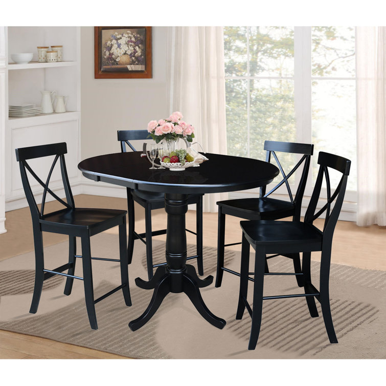 International Concepts Counter Height Extendable Solid Wood Dining Set ...