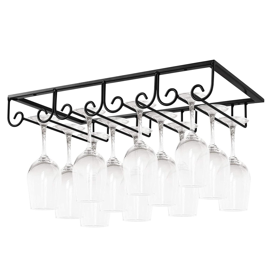 FullCircle Quake Wall Mounted Wine Glass Rack in Black | Wayfair