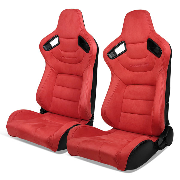 Modern Depo Universal Racing Seats Pair With Dual Sliders, Beige Pu ...