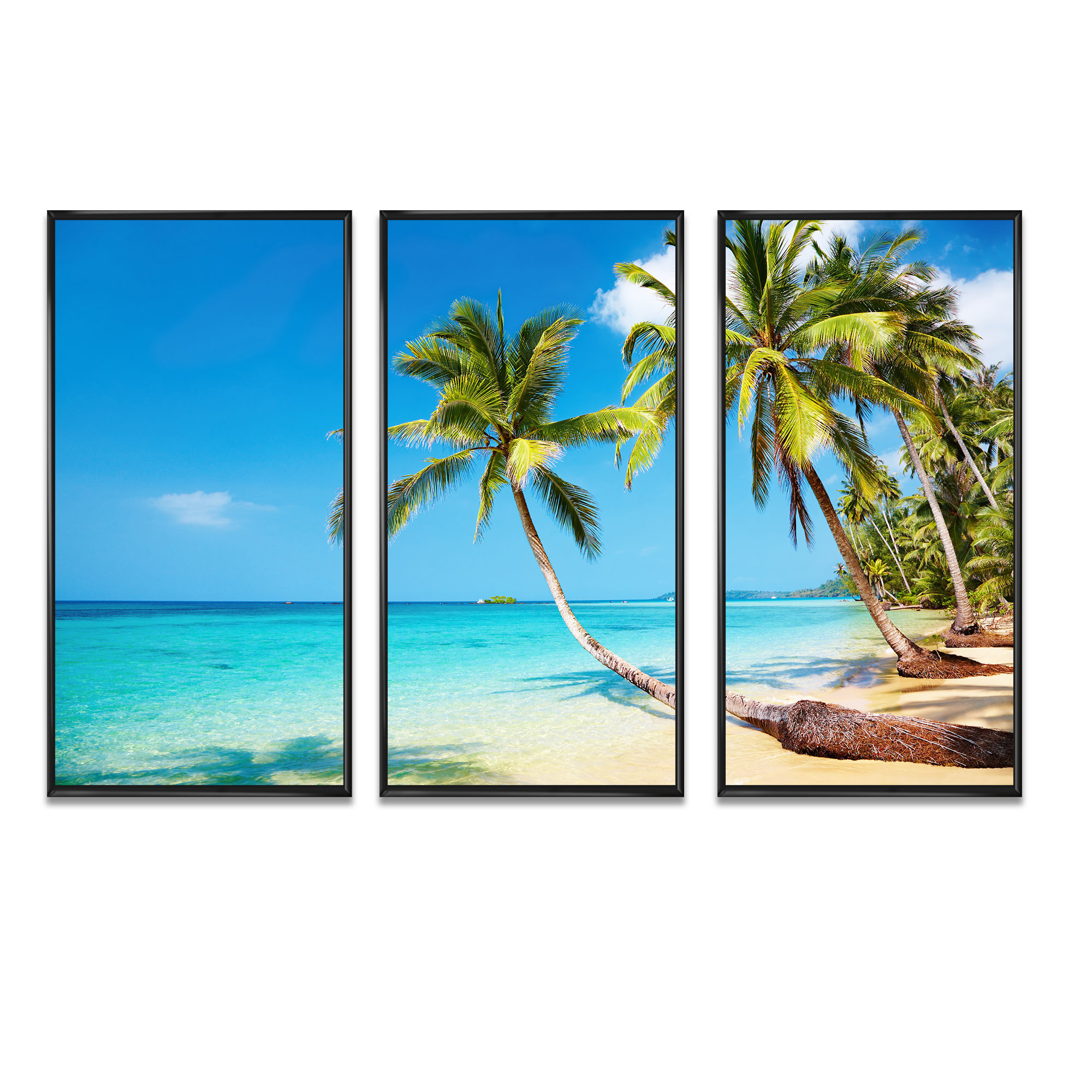 Bayou Breeze Tropical Beach - 3 Piece Floater Frame Photograph on ...