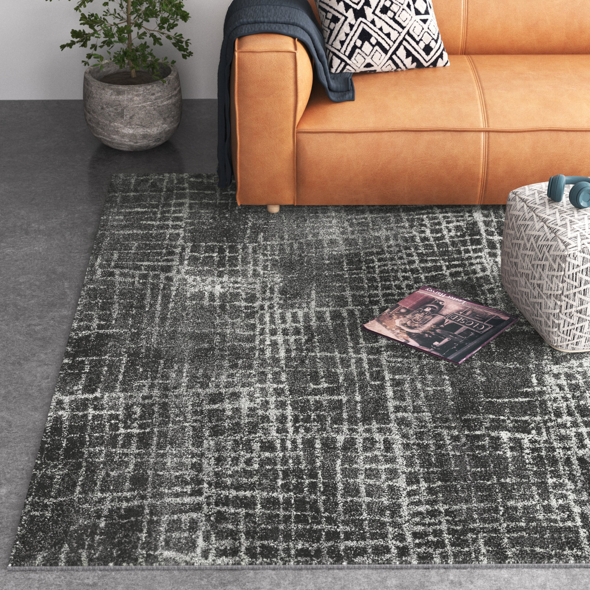 Steelside™ Braelyn Gray Area Rug | Wayfair