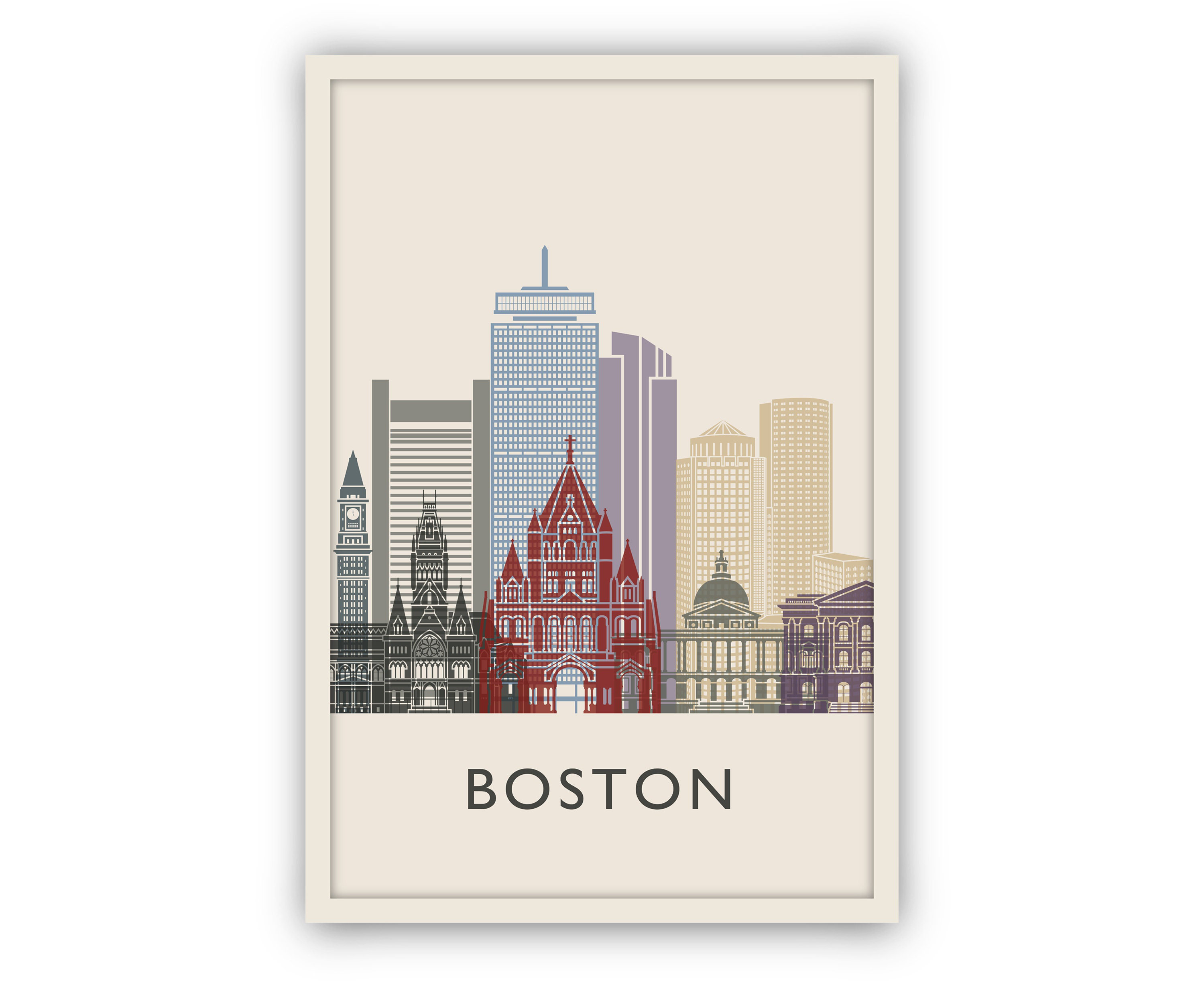 Trinx Boston Illustration US Cities Poster, Unframed Print ...