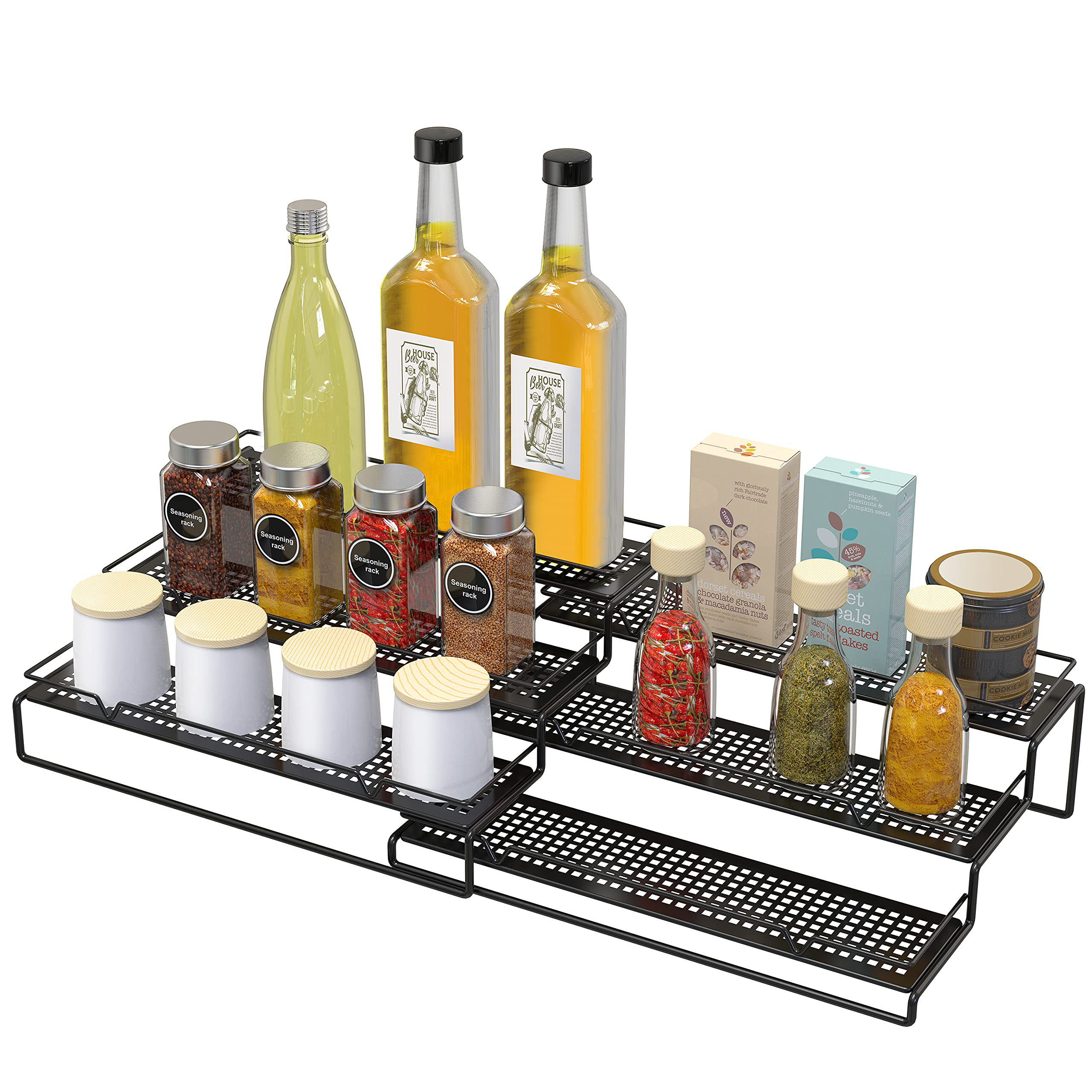 Prep & Savour 3 Tier Spice Rack, Expandable Spice Rack Organizer For ...