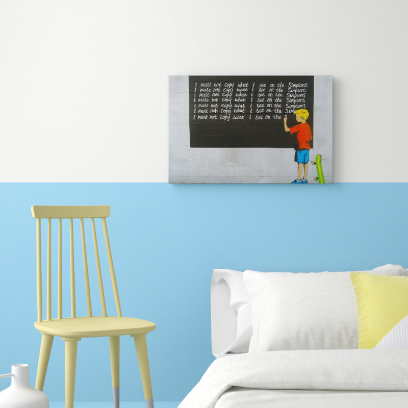 Happy Larry Bart Simpson Detention by Banksy Graphic Art on Wrapped ...