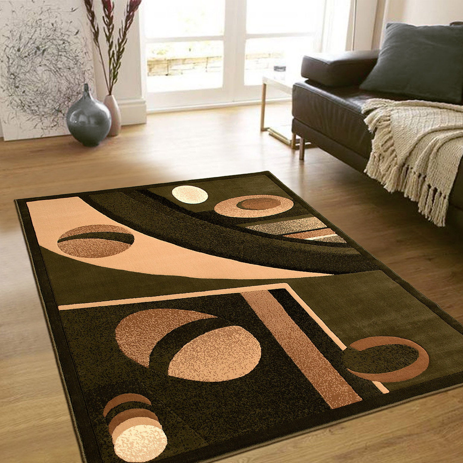 AllStar Rugs Bordered Colorblock Designed Sage Green Area Rug | Wayfair