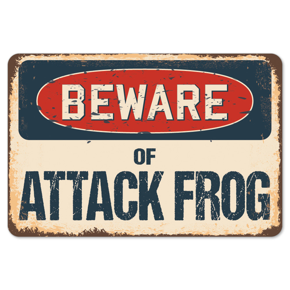 SignMission Decal-Attack Frog_Beware Of Attack Frog Rustic Sign ...