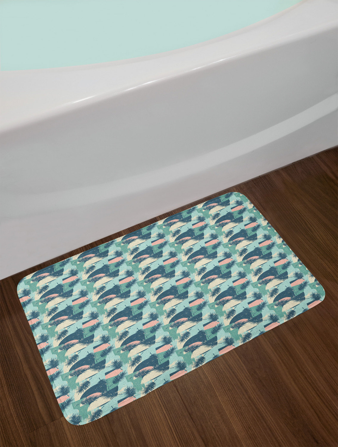 East Urban Home Hawaiian Leaves Plants and An Background Bath Rug | Wayfair