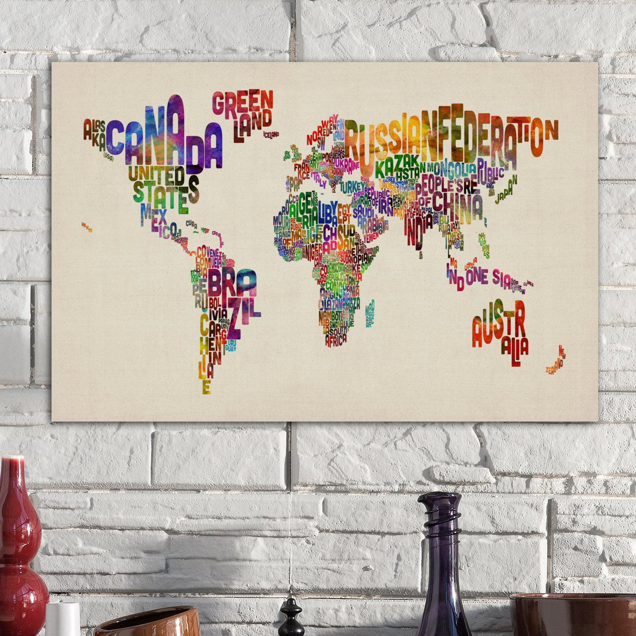 Ebern Designs Typographic Text World Map VIII by Michael Tompsett ...