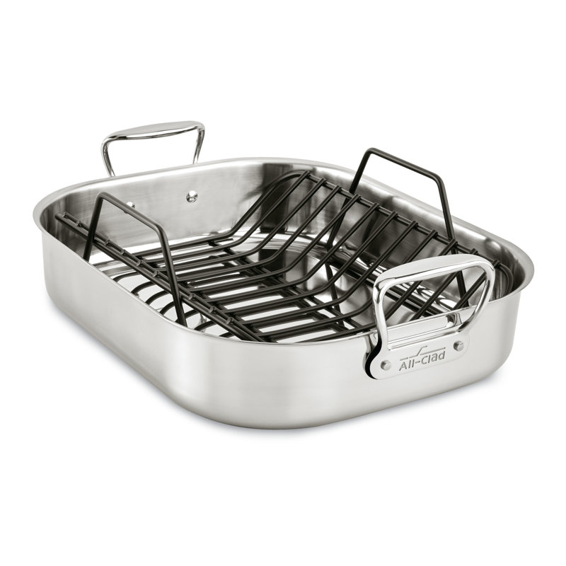 All-Clad Specialty 16 in. Non-Stick Stainless Steel Roasting Pan ...