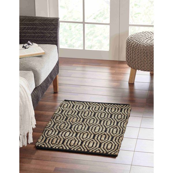 Union Rustic Chen Handmade Cotton Black Rug | Wayfair