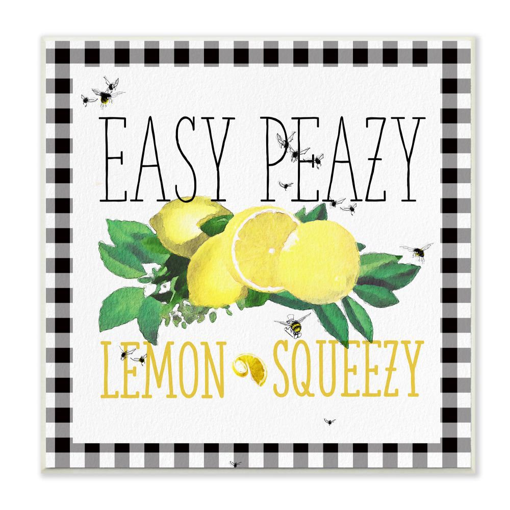 Stupell Industries Easy Peazy Lemon Squeezy Kitchen Humor Plaid Word ...