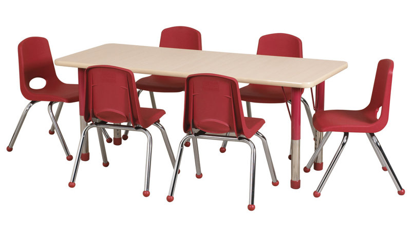 ECR4Kids 7 Piece 72" x 24" Rectangular Classroom Table and 12" Chair ...