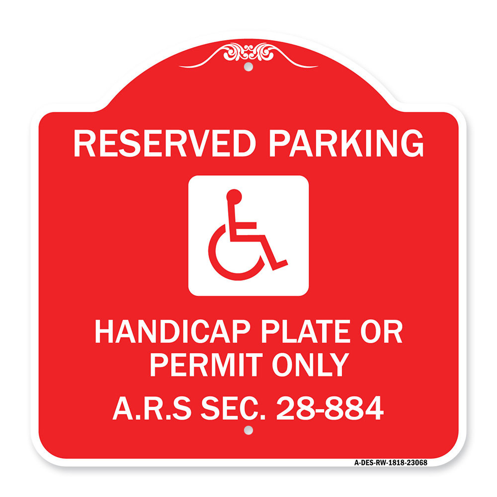 Signmission Designer Series Sign - Reserved Parking Handicap Plate Or ...