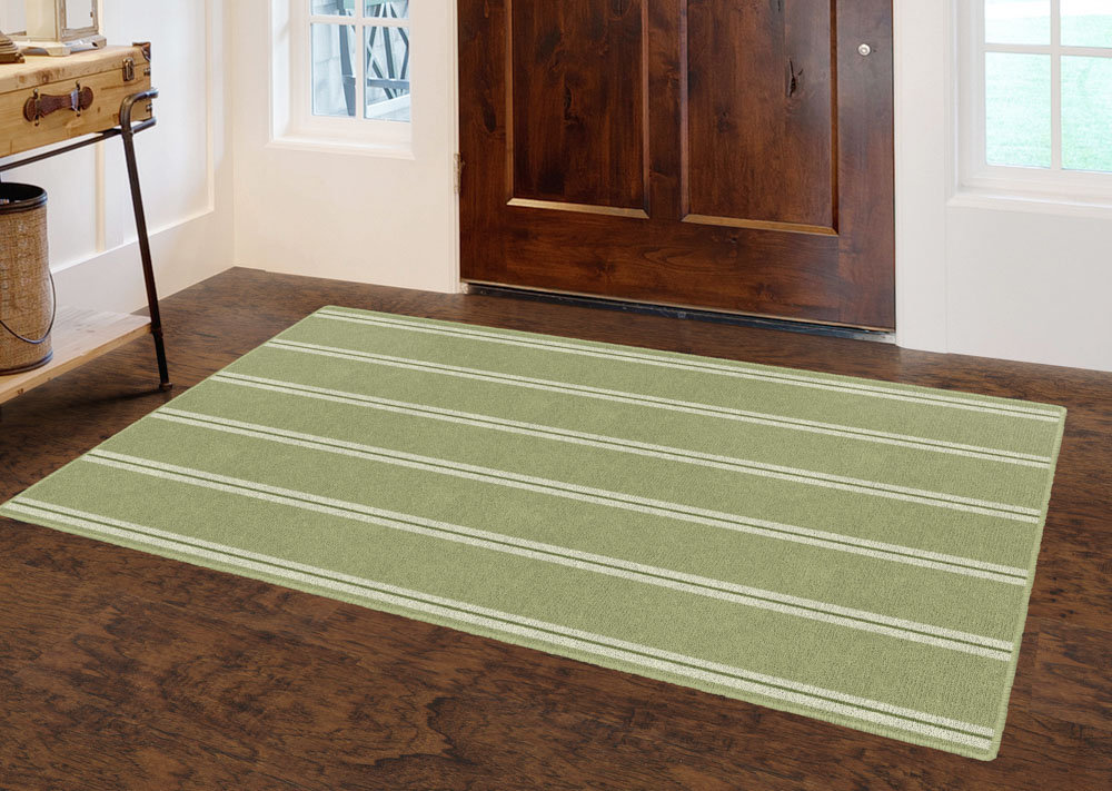Highland Dunes Roxana Traditional Vertical Striped Green Area Rug | Wayfair