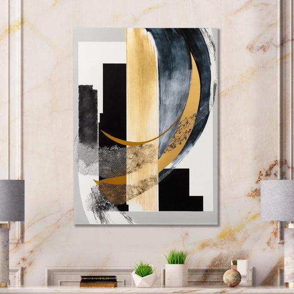 Ivy Bronx Dorchen Glam Deco Abstract I - Unframed Graphic Art on Metal ...
