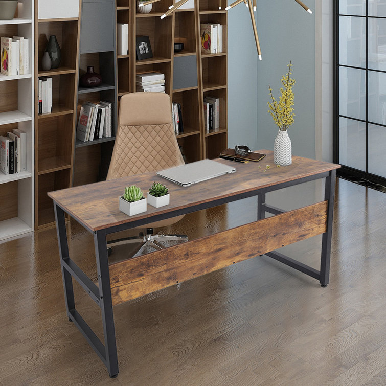 17 Stories 55.1" Computer Desk With Bookshelf, Modern Office Desk With ...