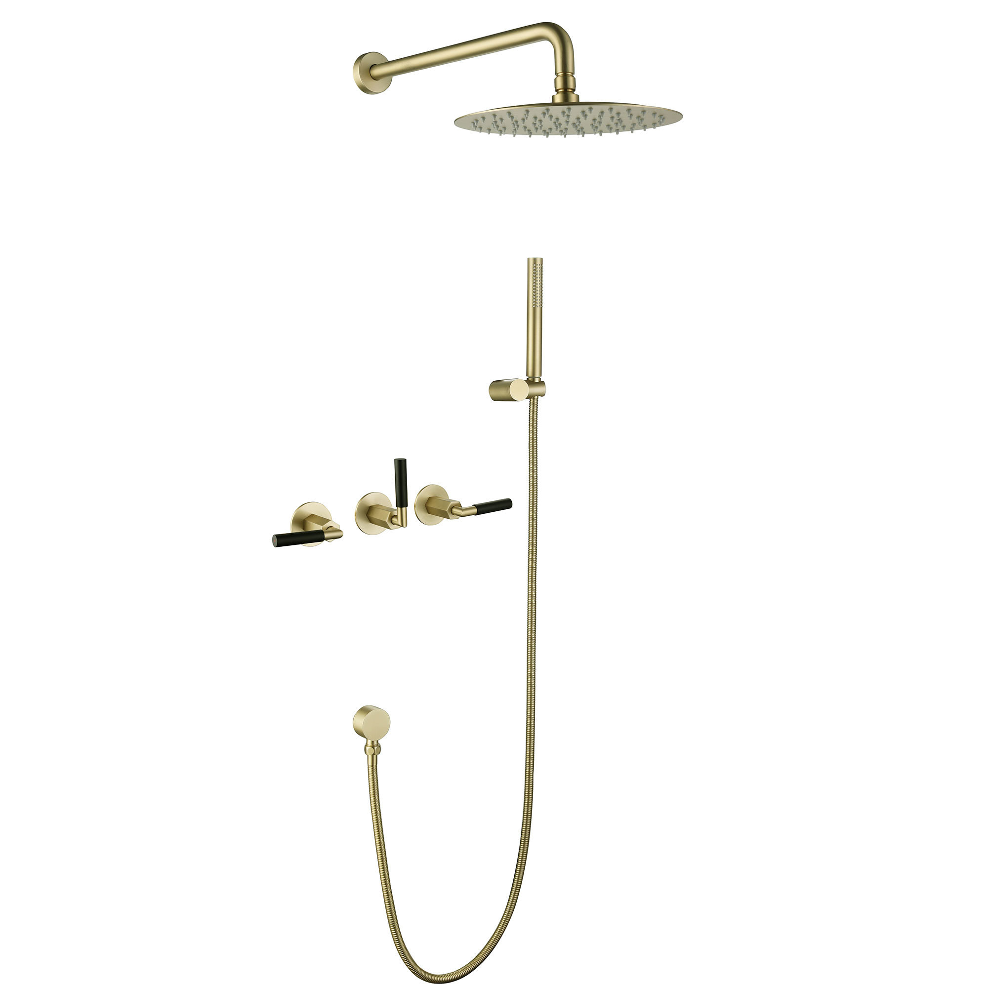 Designer Collection Bathroom Brass Shower Fixtures Three Handle Wall ...
