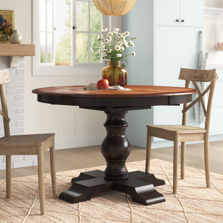 Sand & Stable Branson Extendable Solid Wood Pedestal Dining Table ...