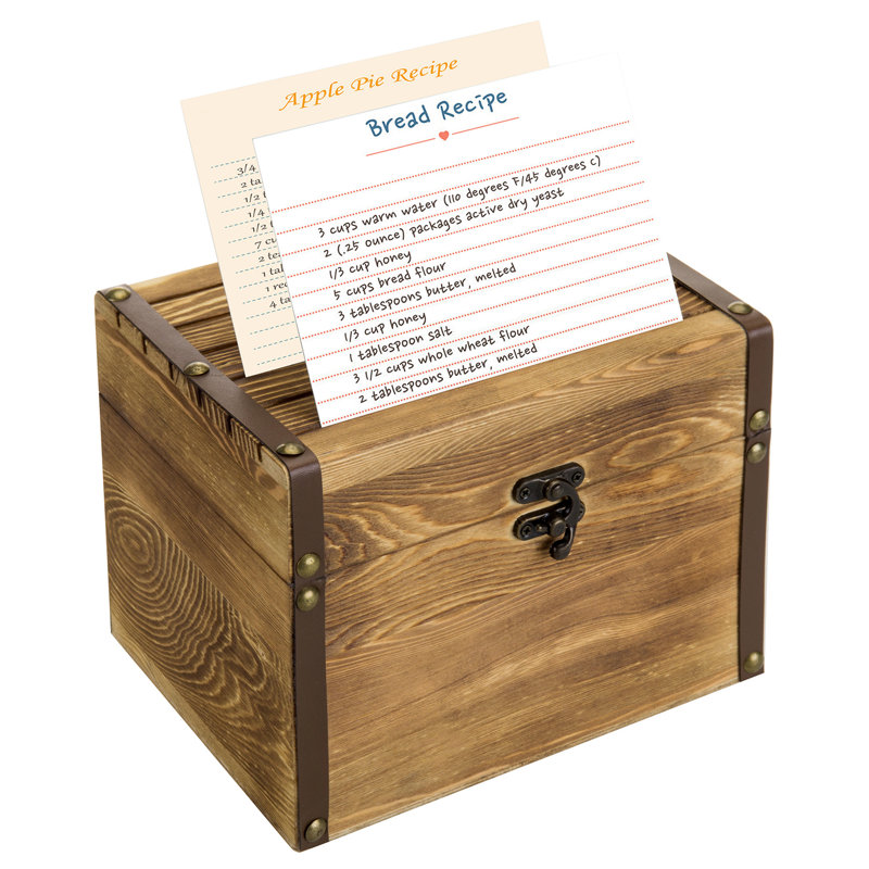 Loon Peak® Solid Wood Recipe Card Box | Wayfair