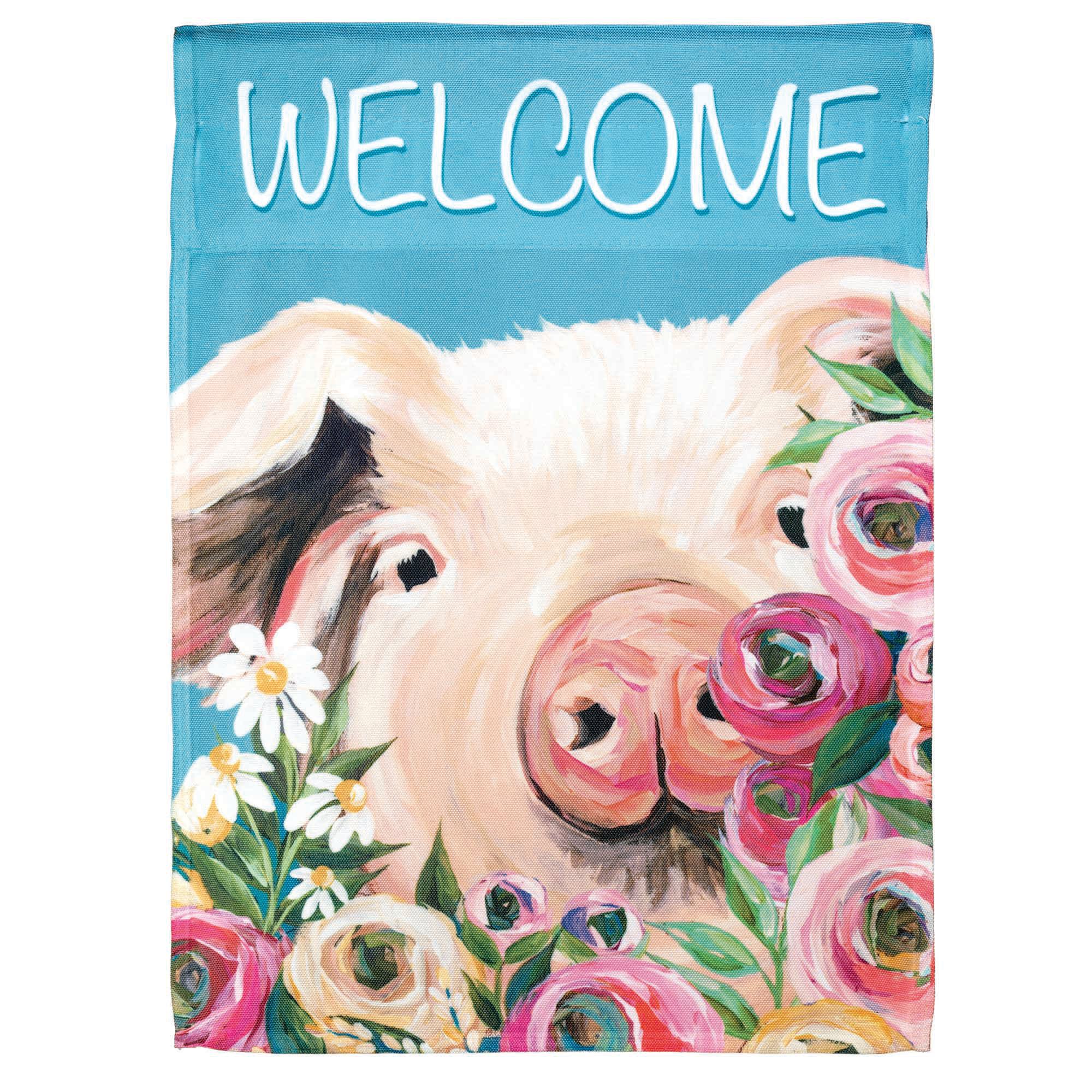 August Grove® Gainz Welcome Pig Floral 2-Sided Polyester 18 x 13 in ...