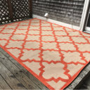 Sol 72 Outdoor™ Laub Geometric Indoor / Outdoor Area Rug in Sand/Orange ...