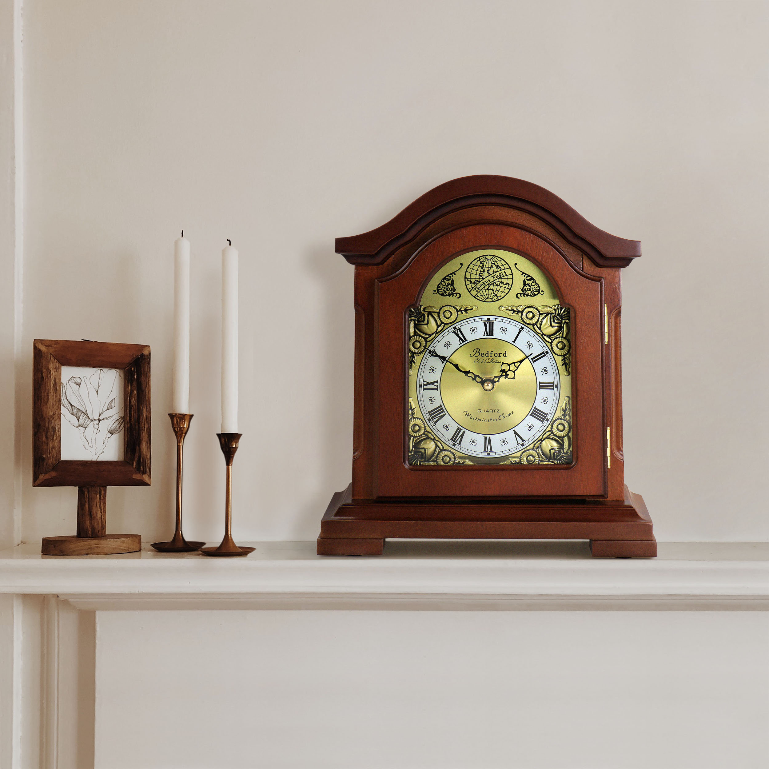 Bedford Clock Collection Redwood Mantel Clock With Chimes | Wayfair