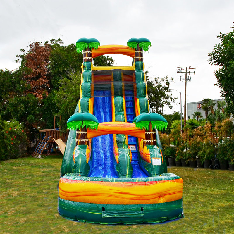JumpOrange Cali Palms 15' X 36' Inflatable Water Slide With Detachable ...