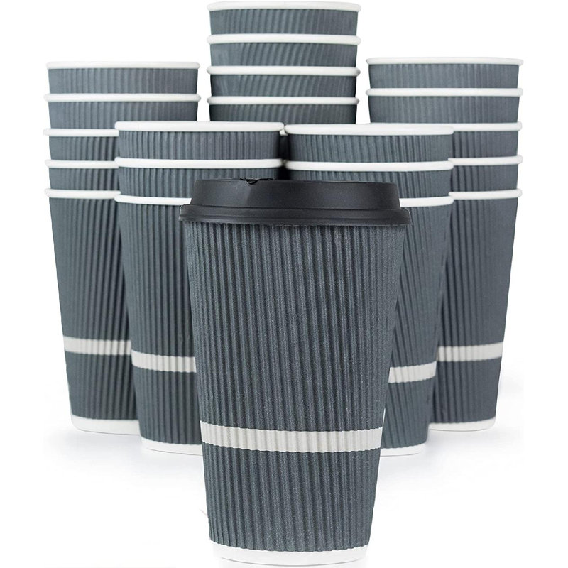 lowstina Disposable Coffee Cups With Lids - 16 Oz To Go Coffee Cup (80 ...
