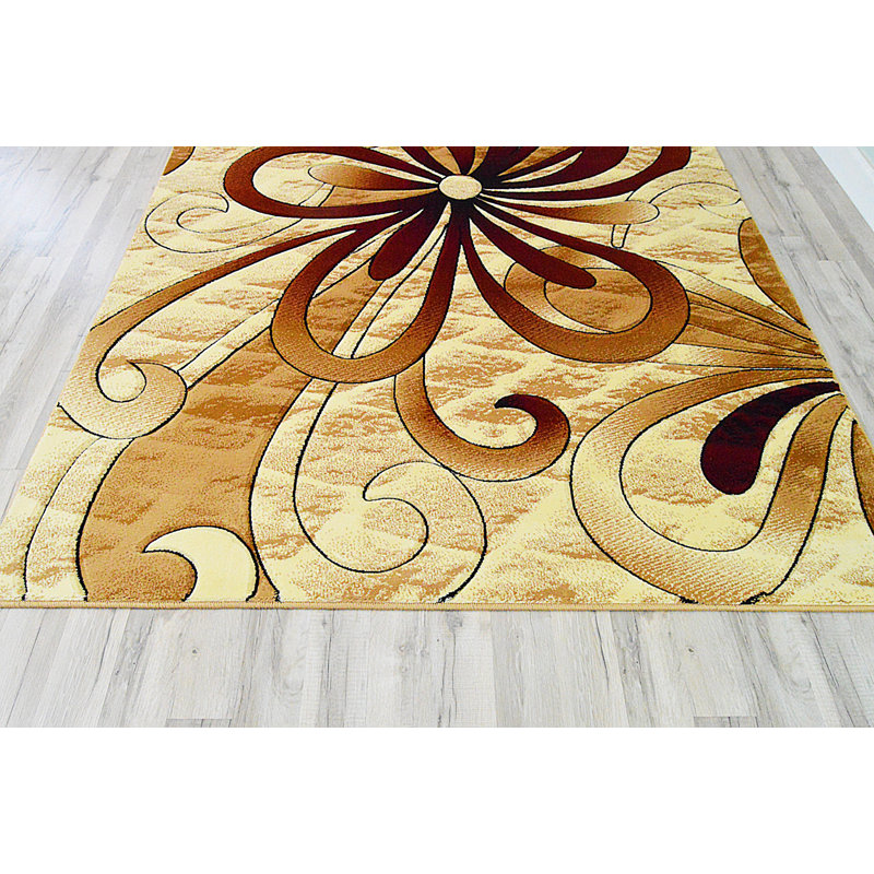 Ebern Designs Little Sodbury 3D Effect Thick Modern Contemporary Cream ...