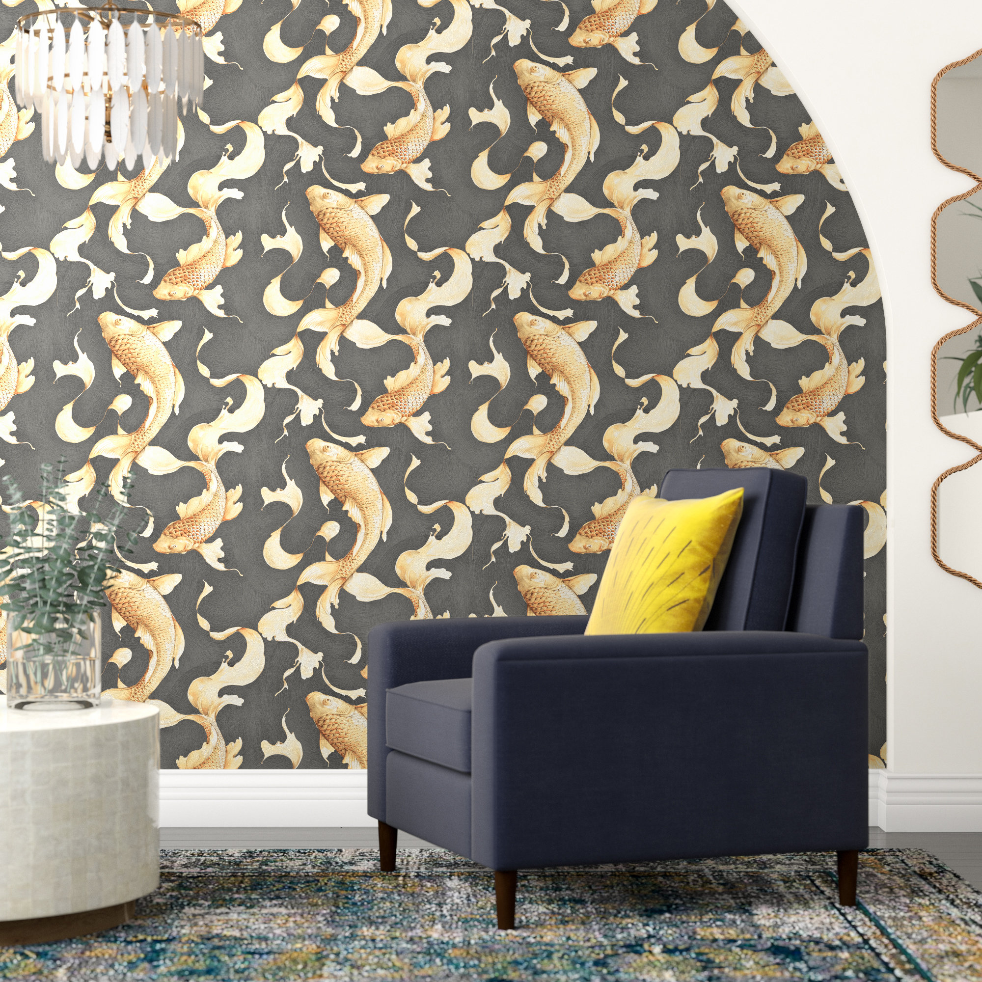 Red Barrel Studio® Havoc Fish 33' x 20.5" Metallic/Foiled Wallpaper ...