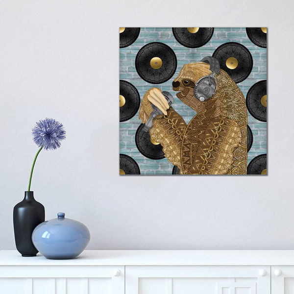 Maturi Singing Sloth - Wrapped Canvas Graphic Art | Wayfair.co.uk