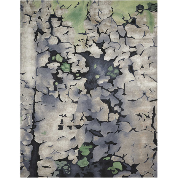 Orren Ellis Byrom Handmade Taupe/Black/Green Rug | Wayfair