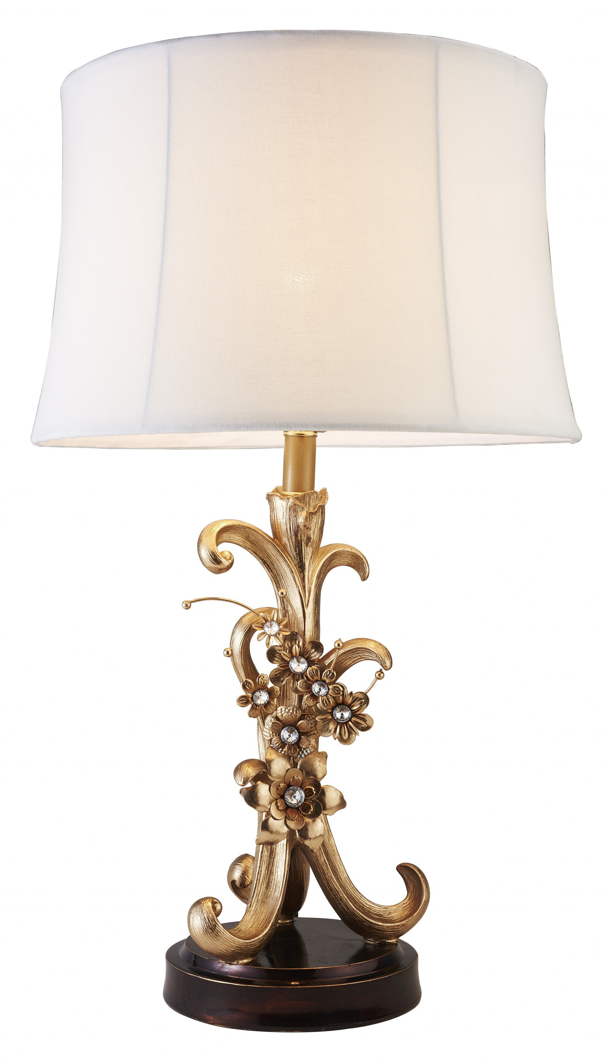 HomeRoots Golden Scroll And Faux Crystal Bling Table Lamp | Wayfair