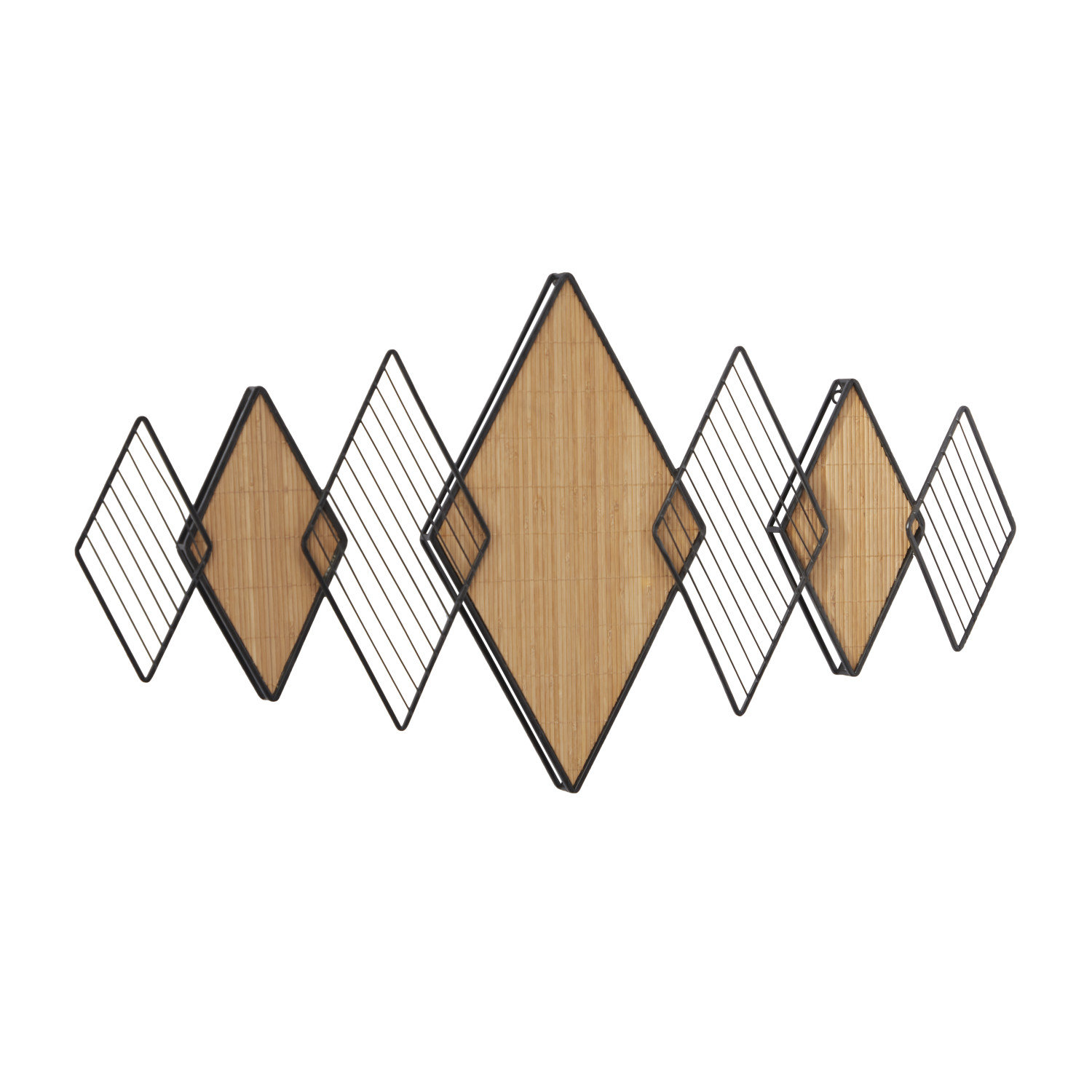 17 Stories Modern Bamboo Diamond Wall Decor with Metal Wire Brown | Wayfair