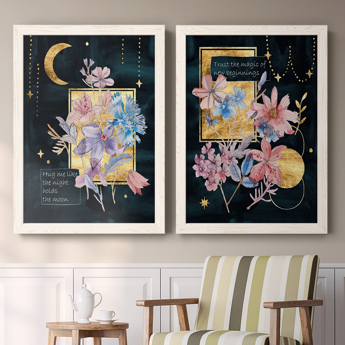 WexfordHome Moonlight Flowers III Moonlight Flowers III - 2 Piece ...