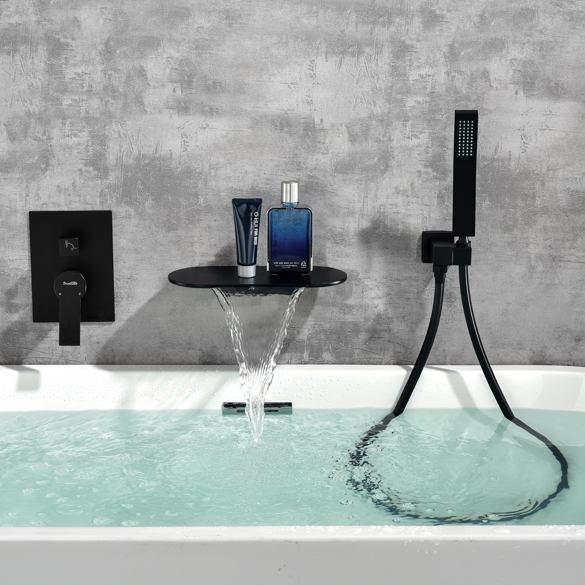 SHAMANDA Single Handle Wall Mounted Waterfall Faucet Trim with ...