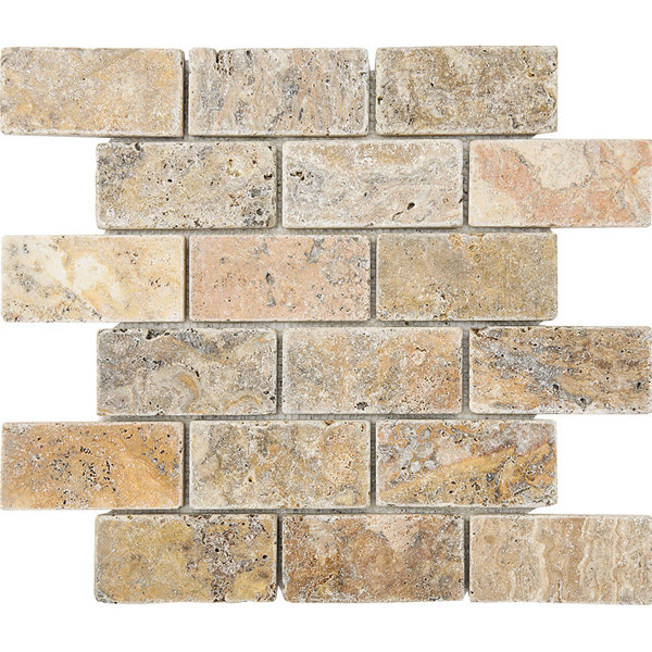 Parvatile Scabos 2" x 4" Travertine Brick Joint Mosaic Wall & Floor ...