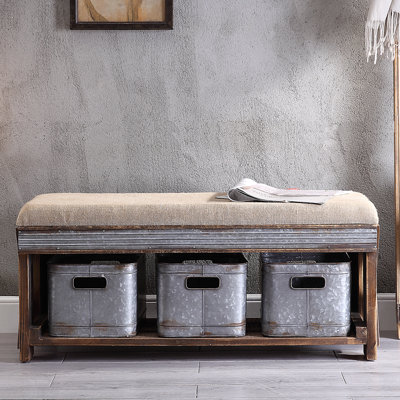 Galvanized Metal Storage Bench | Wayfair